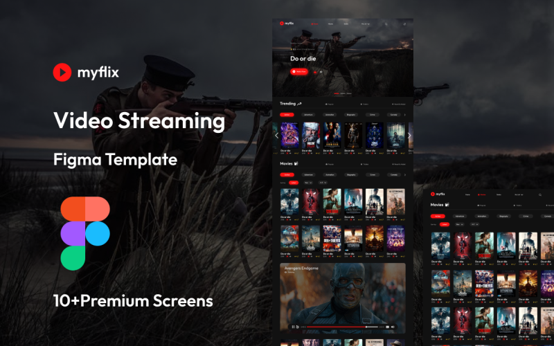 Meu modelo Flix Online Streaming FIGMA - TemplateMonster