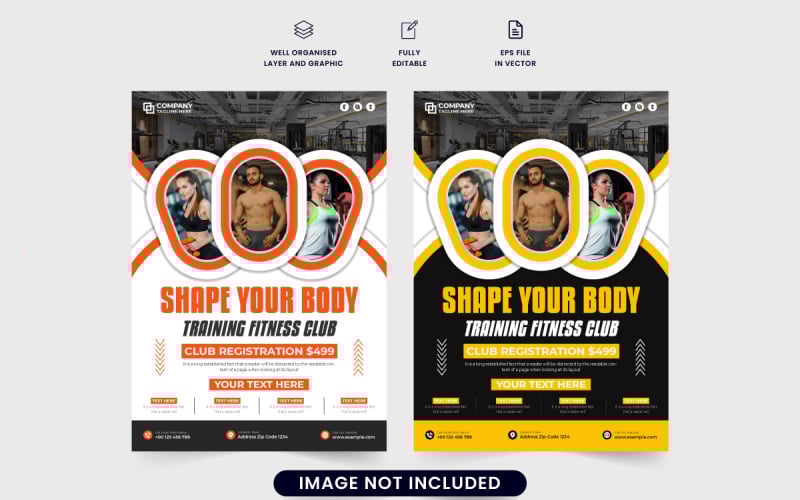 Gym business advertisement flyer vector - TemplateMonster
