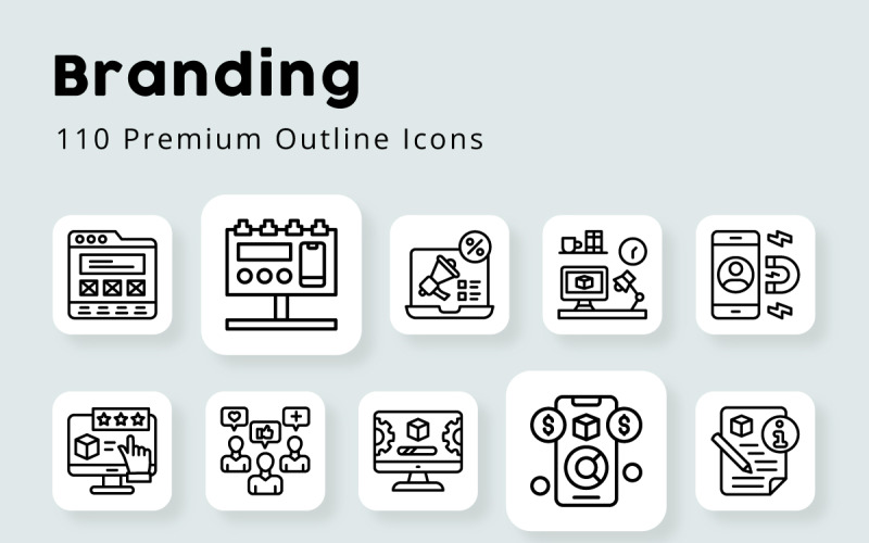 Branding Unique Outline Icons #324571 - TemplateMonster