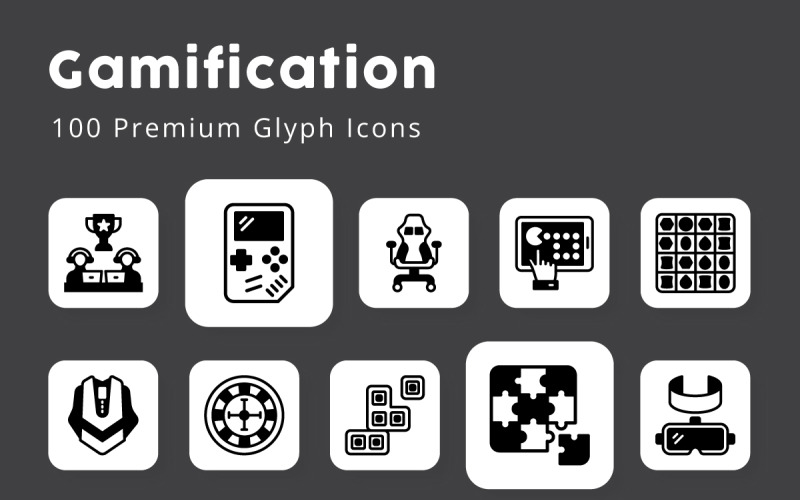 Gamification Unique Glyph Icons #324618 - TemplateMonster
