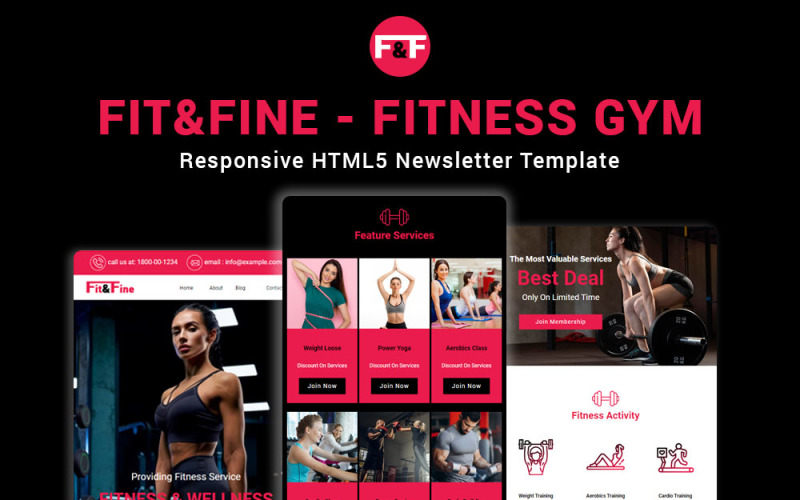Fit&Fine - Modèle de newsletter HTML5 réactif pour salle de fitness