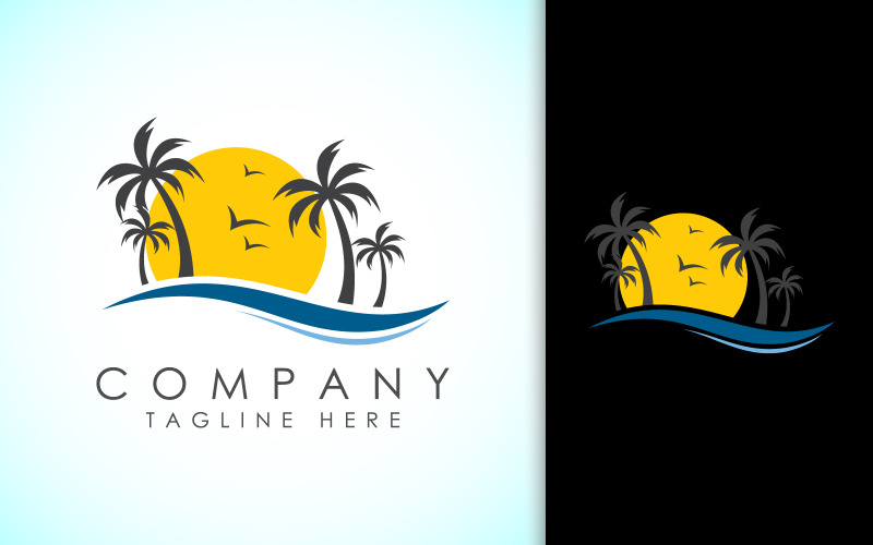 Modernes tropisches Strand-Logo-Design - TemplateMonster
