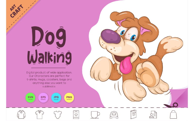Cartoon Dog Walking. Clipart. #325025 - TemplateMonster