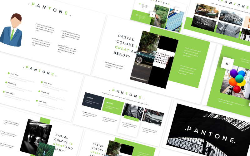 Plantilla de PowerPoint creativa de Pantone - TemplateMonster