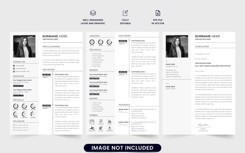 Conjunto de Modelo de Currículo e Carta de Apresentação