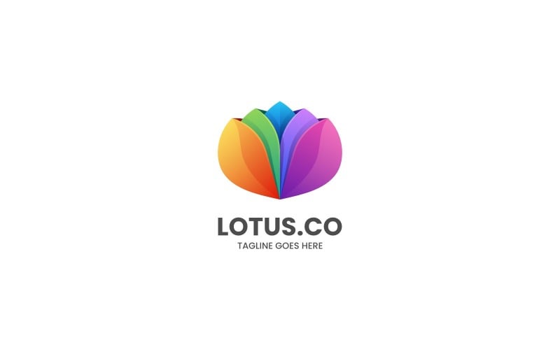 Modelo de logotipo colorido gradiente de lótus
