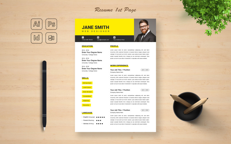 Resume Mall Design Blå Färg #322691 - TemplateMonster