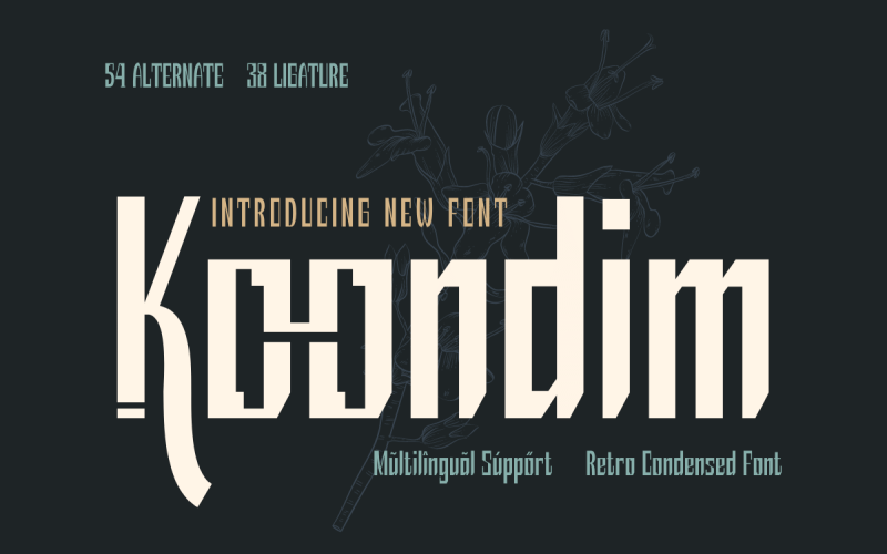 Koondim – Retro Condensed Font #325399 - TemplateMonster