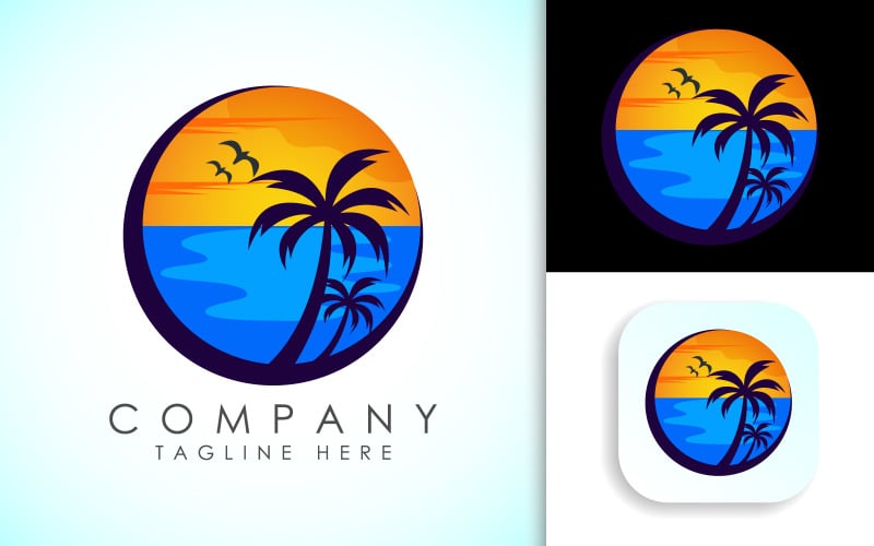 Beach logo design vector illustration - TemplateMonster