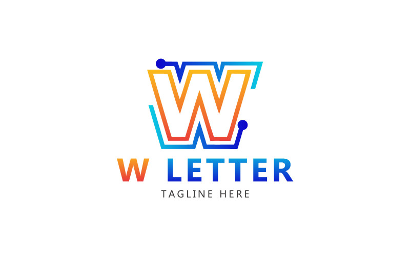 Digital Wave Logo. W Letter Logo Template - TemplateMonster