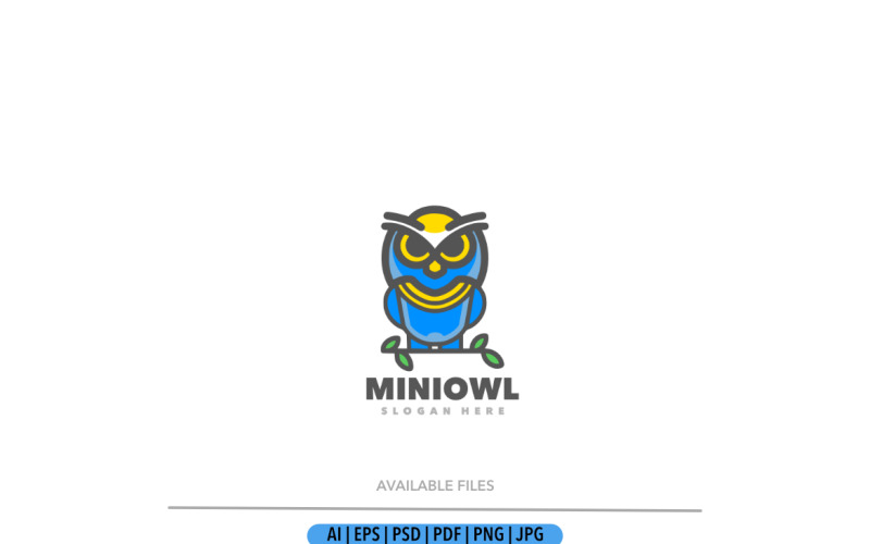 Owl cute simple cartoon logo template - TemplateMonster