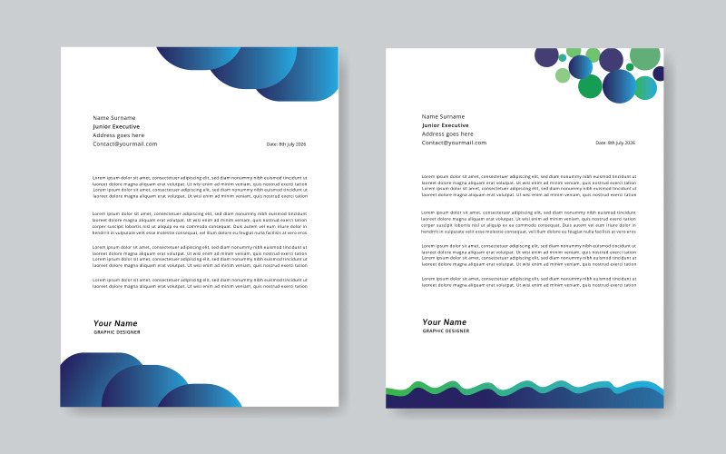 Diseño de membrete corporativo con 2 variaciones de diseño