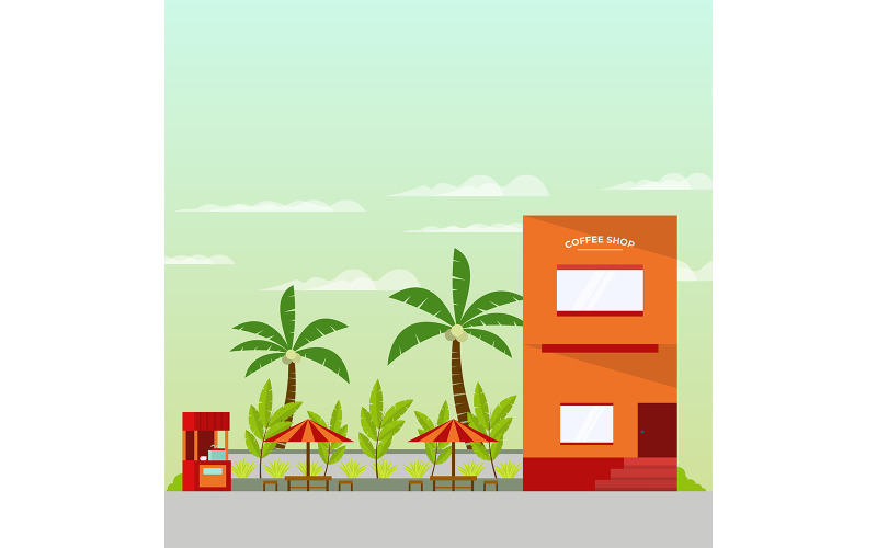 Coffee Shop Building Illustration #326057 - TemplateMonster