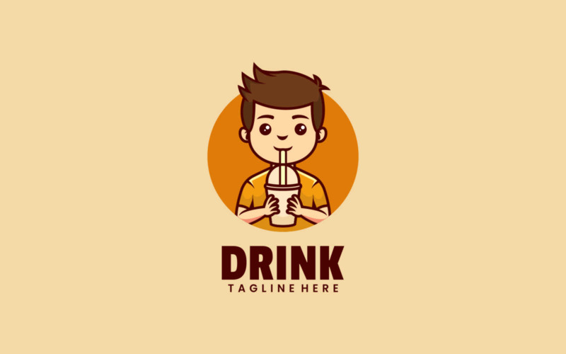 Garçon, boisson, dessin animé, logo, style - TemplateMonster