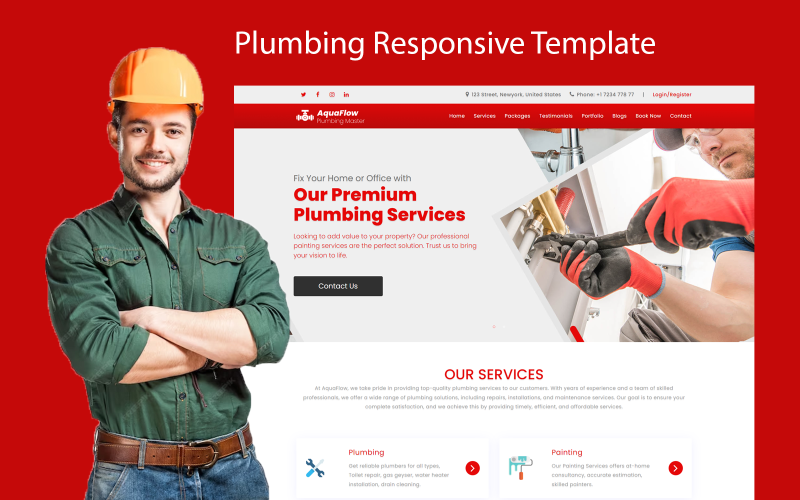 Plumnee Simple Plumbing & Sanitary Landing Page HTML5 Template