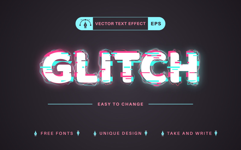 Glitch - Editable Text Effect, Font Style - TemplateMonster