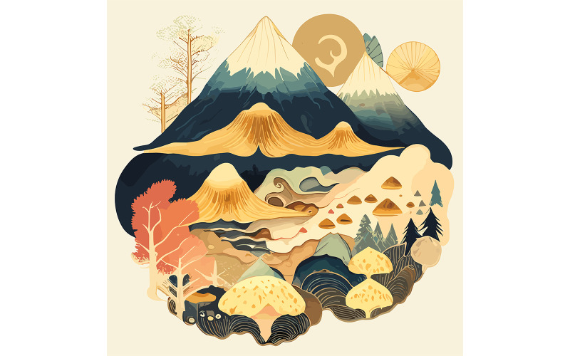 Brody Walton Art Montagnes Champignon Élément Vecteur