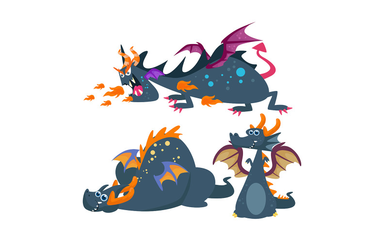 Vecteur de personnage de dragon mignon - TemplateMonster