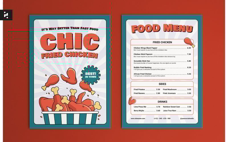 Fried Chicken Menu Template #327753 - TemplateMonster
