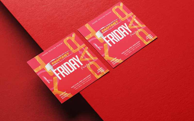 Red Color Night Party Flyer And Social Media Post