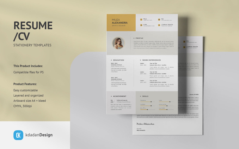 Resume/CV PSD Design Templates Vol 130 - TemplateMonster