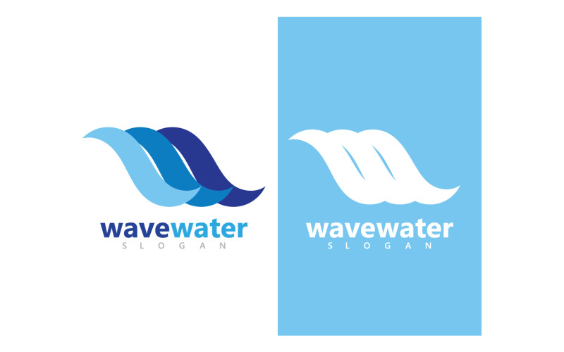 Ola agua playa azul logo y símbolo vector v15