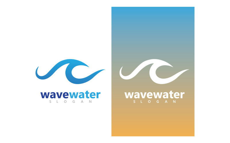 Ola agua playa azul logo y símbolo vector v16