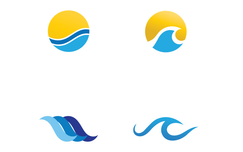 Ola agua playa azul logo y símbolo vector v20