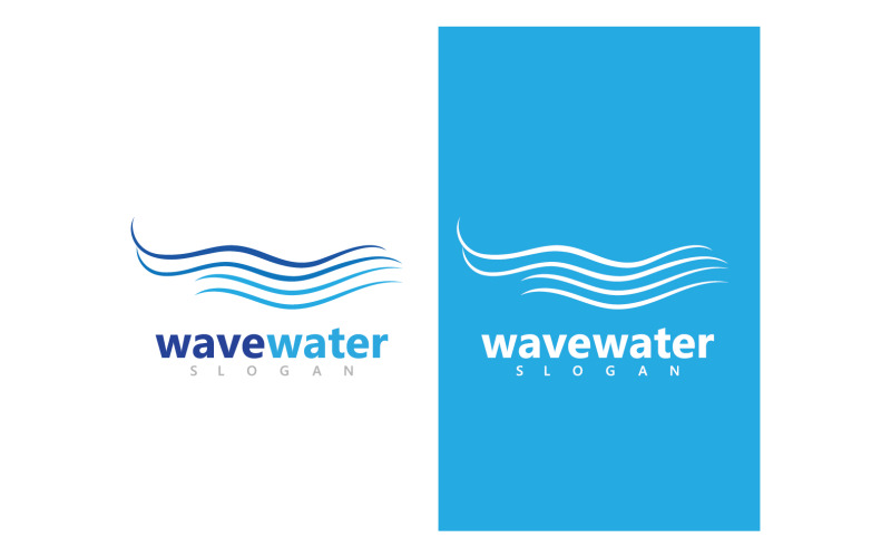 Onda agua playa azul logo y símbolo vector v10