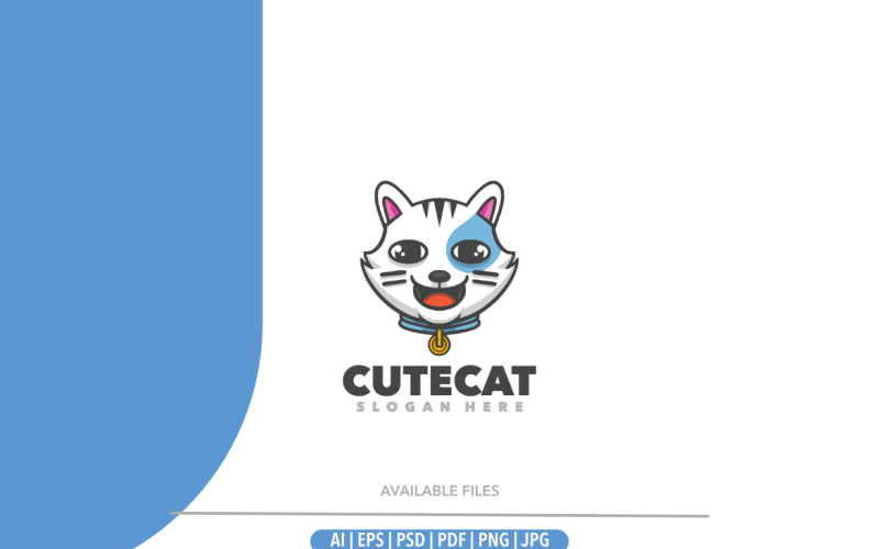 Mascotte simple logo chat ludique #328860 - TemplateMonster
