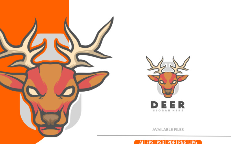 Modèle de logo vectoriel tête de cerf - TemplateMonster