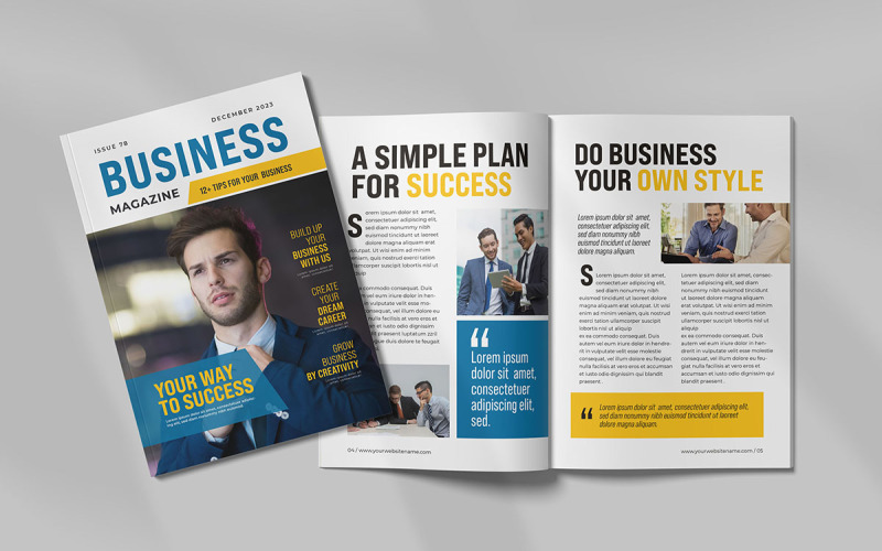 Modelo de layout de revista de negócios. - TemplateMonster
