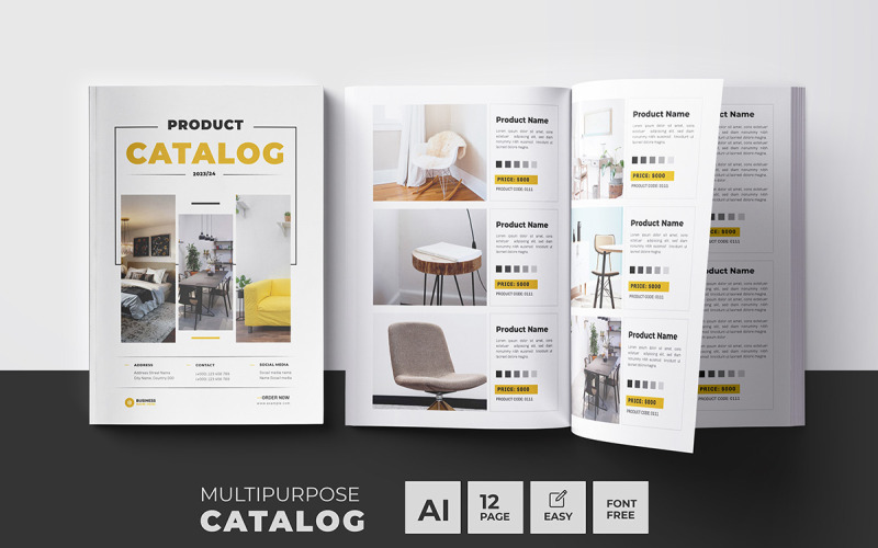 Plantilla de diseño de muebles de catálogo de productos