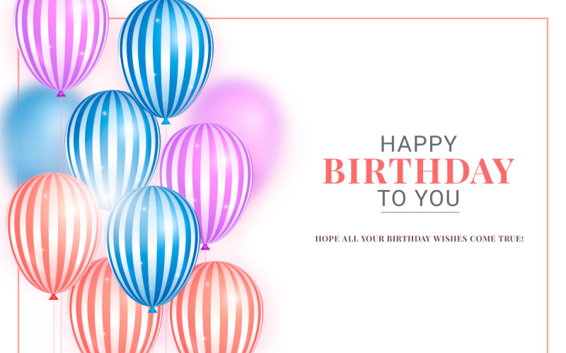 Vector happy birthday design with balloon, typography letter and ...