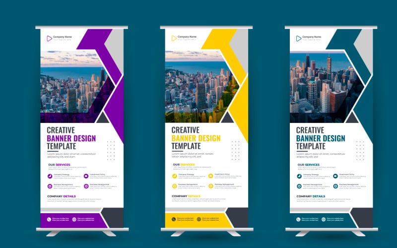 Vector roll up display standee banner design et business rack card ou ...