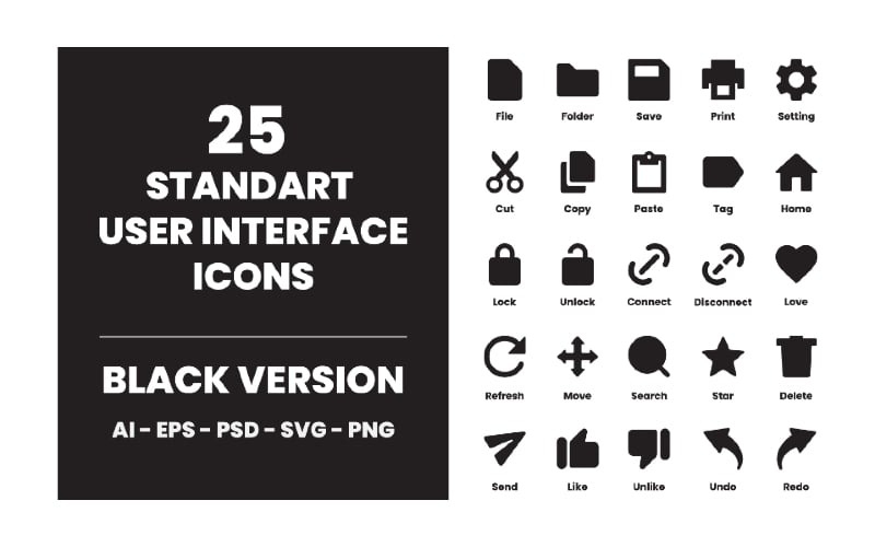 200 iconos de interfaz de usuario estándar - TemplateMonster