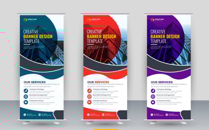 Moderner Unternehmensstand Roll-up-Banner und Pull-up-Banner-Template ...