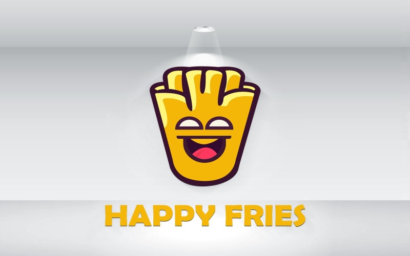Modèle de logo de boîte de frites heureuses Conception drôle pour le ...