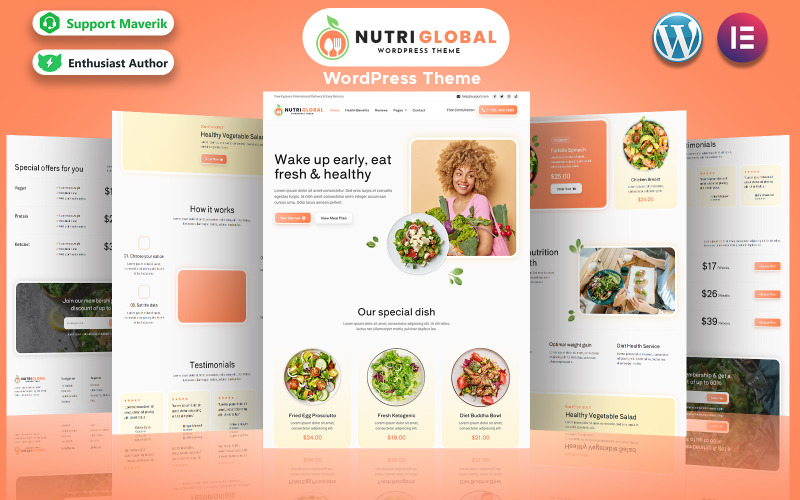 Nutri Global - Tema de WordPress para alimentos saludables y nutrición