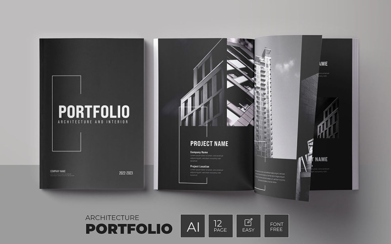 Minimalistische Portfolio-Vorlage | InDesign-Architektur-Portfoliobroschüre
