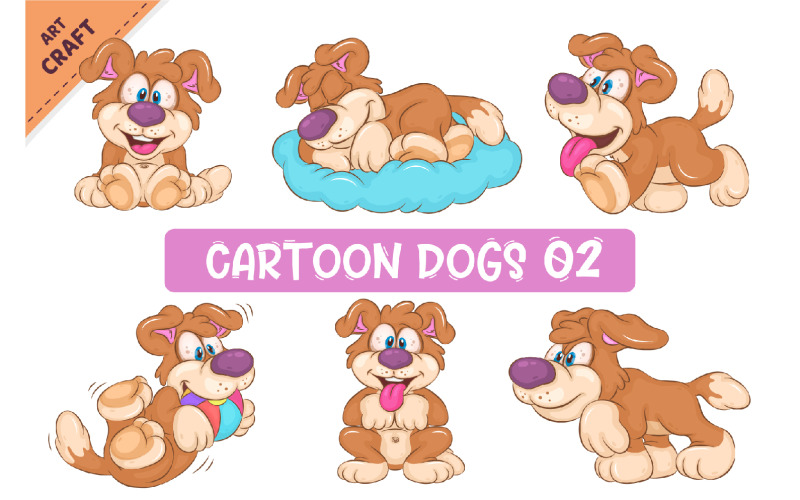 Set of Cartoon Dogs 02. Clipart. #330575 - TemplateMonster