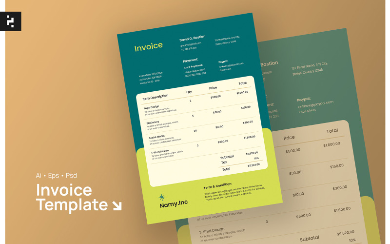 Green Minimal Invoice Template #330673 - TemplateMonster