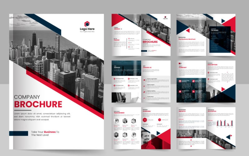 Business brochure template layout design, 12 page corporate brochure ...