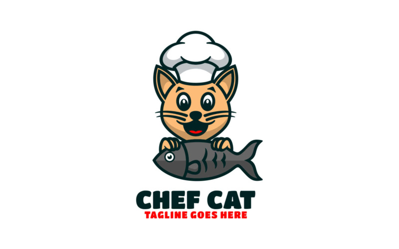 Estilo de desenho animado do mascote do chef gato