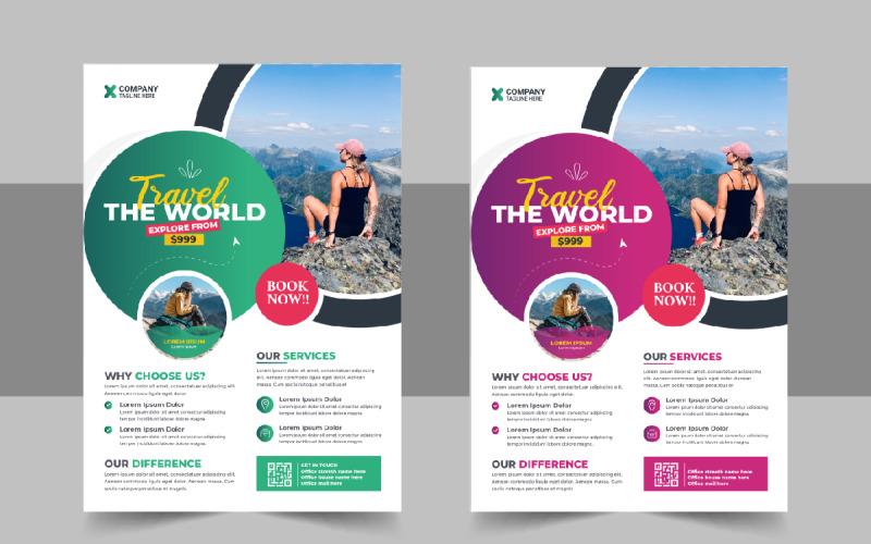 Travel flyer design and brochure cover page template