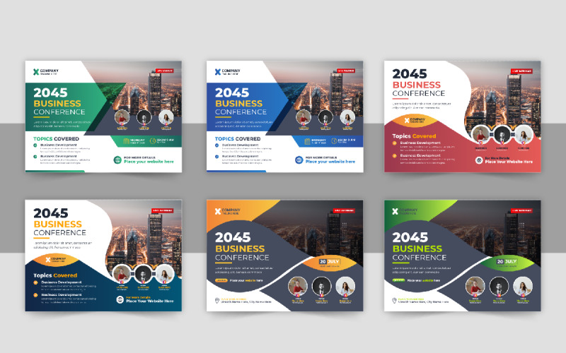 Horizontale Business Conference Flyer Design-Layout-Vorlage