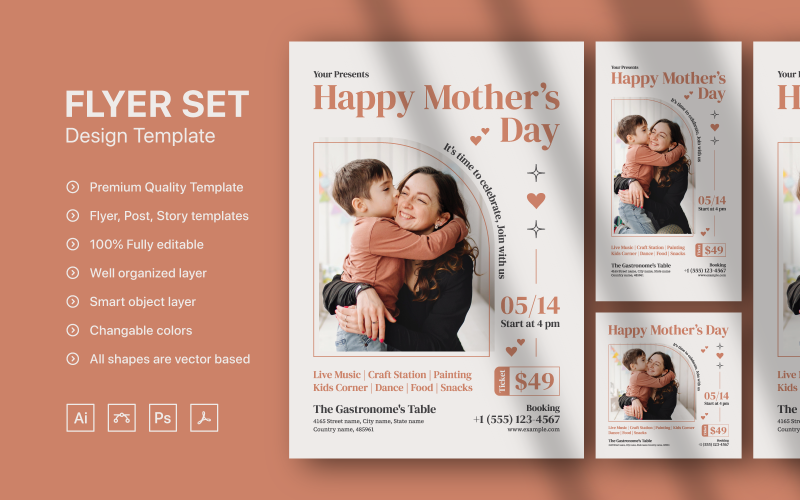 Mothers Day Flyer Set Design Template - TemplateMonster