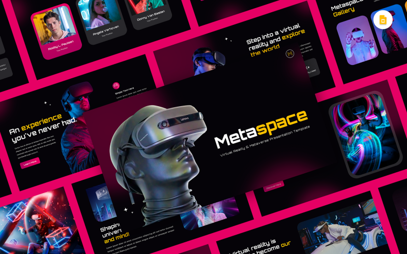 Metaspace - Plantilla de diapositiva de Google de realidad virtual y Mataverse
