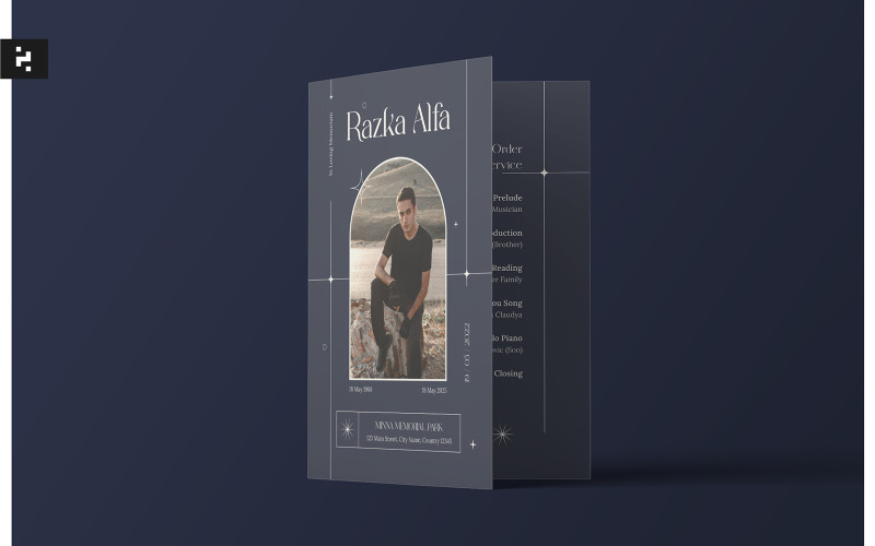 Classic Elegant Funeral Program Template - TemplateMonster