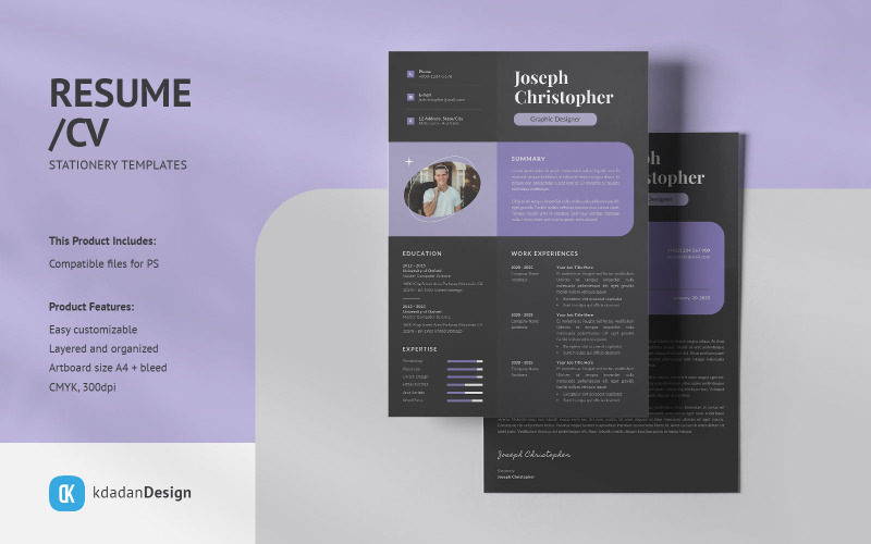 Resume/CV PSD Design Templates Vol 165 - TemplateMonster